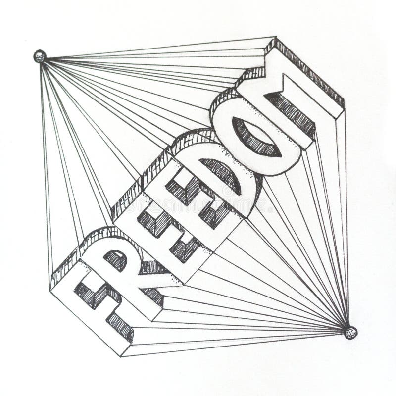 Hand Drawn Illustration with Hand Lettering:“Freedom” Stock Image ...