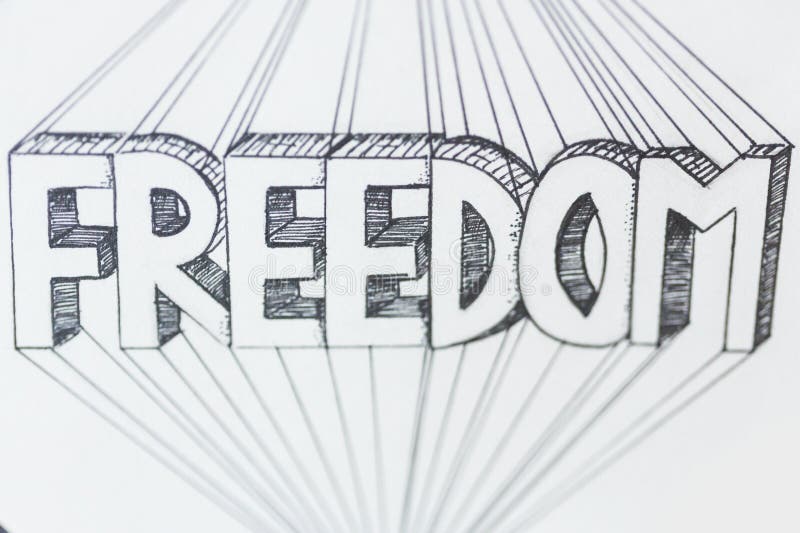 Hand Drawn Illustration with Hand Lettering:“Freedom” Stock Photo ...