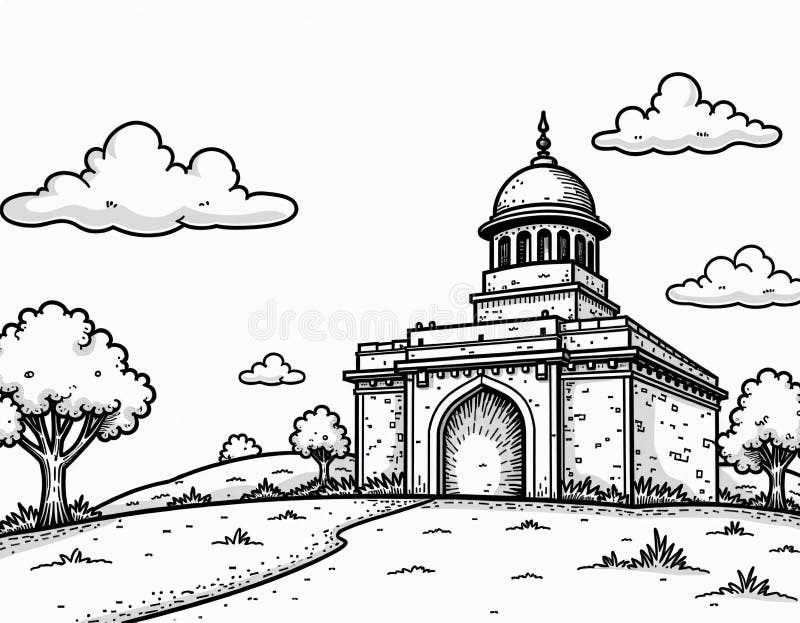 Hand-Drawn Illustration of a Majestic Historical Gate Stock ...