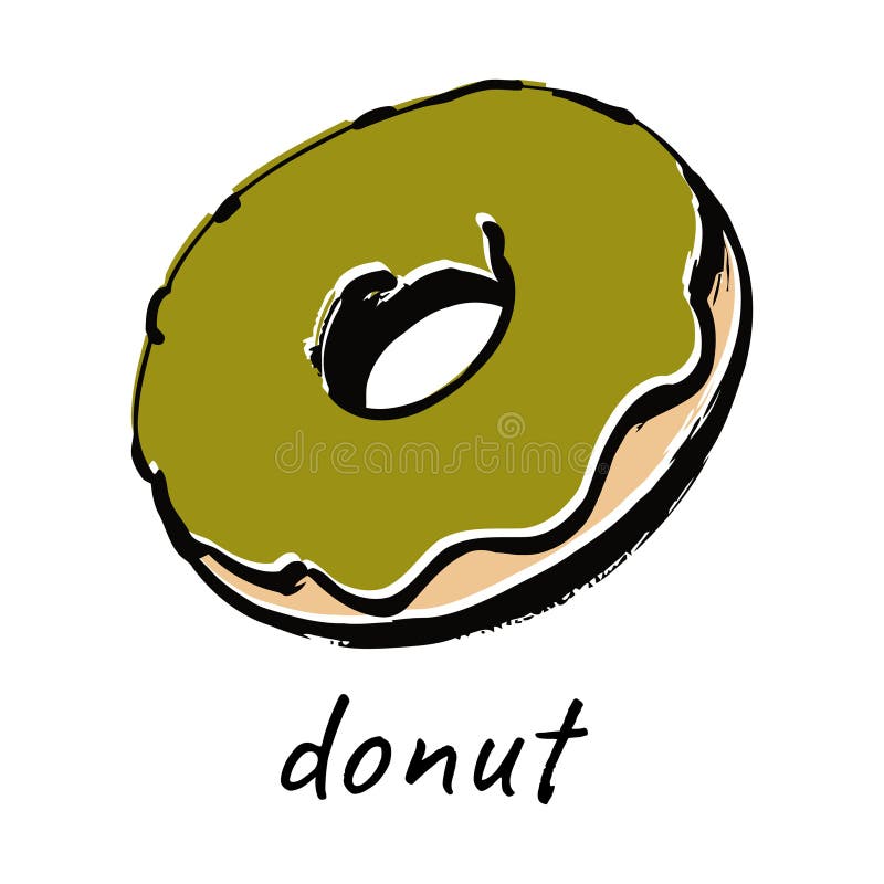 Illustration of a Matcha Glazed Donut Stock Vector - Illustration of ...