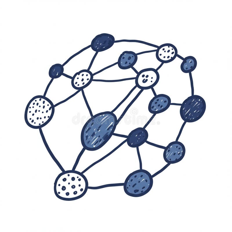Hand-drawn Illustration of a Network Structure, Featuring ...