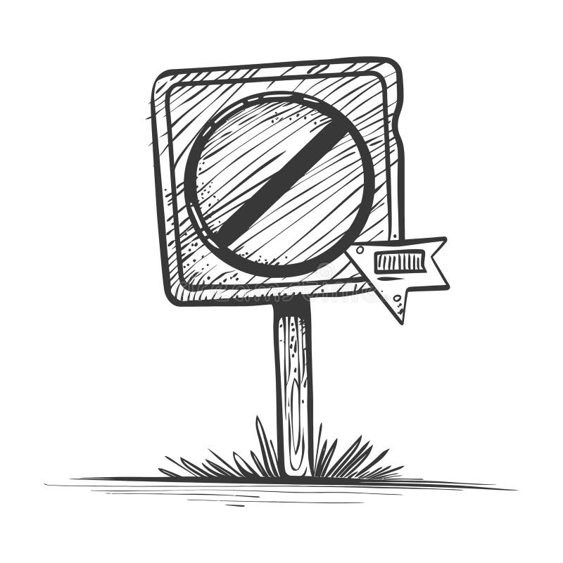 Hand-drawn Sketch of a Prohibition Signpost: No Entry Allowed Stock ...