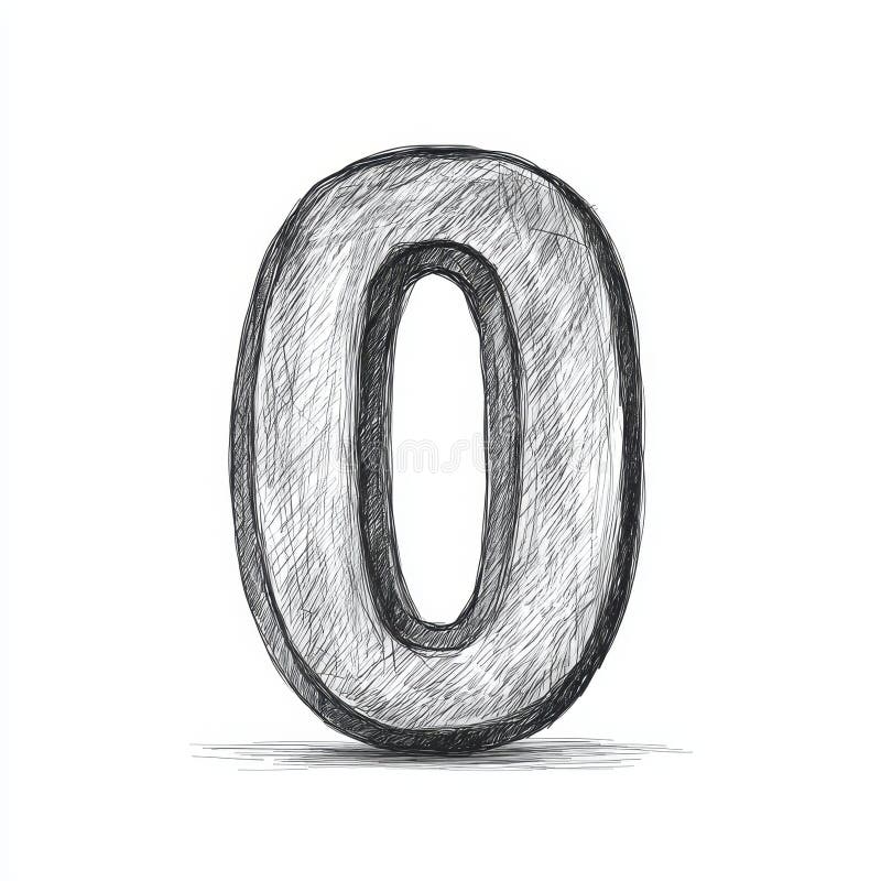 A Hand-drawn Illustration of the Number Zero, Emphasizing Its Shape and ...