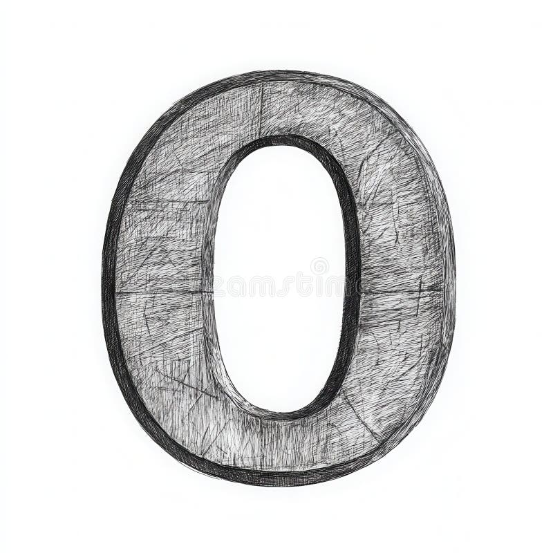 A Hand-drawn Illustration of the Number Zero, Featuring a Textured and ...