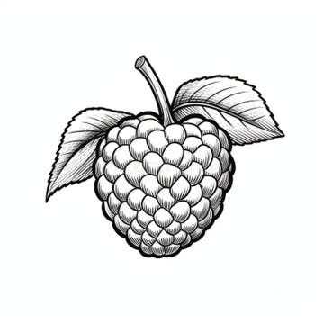 Sharp Linework Black and White Raspberry Drawing in 8k Resolution Stock ...