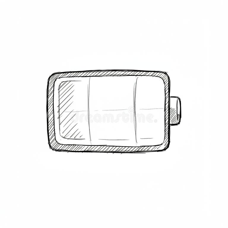 Hand-drawn Illustration of a Rectangular Battery Icon, with a Rough ...