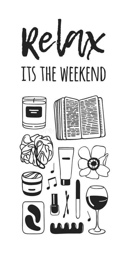 Hand Drawn Illustration Relax Set. Creative Ink Art Work. Actual Vector ...