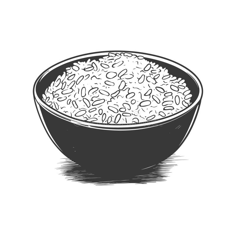 A Bowl of Cooked Rice, Simple Hand-Drawn Illustration Stock Vector ...