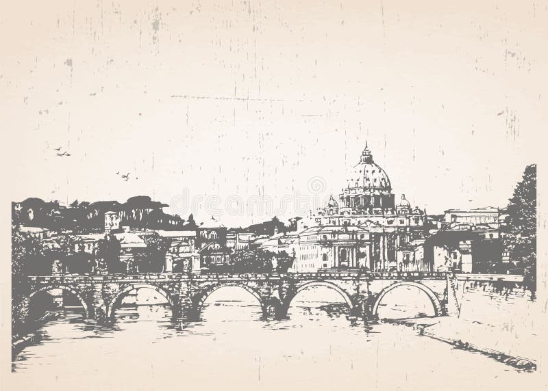 Hand-drawn Illustration of Rome. Italy Stock Vector - Illustration of ...