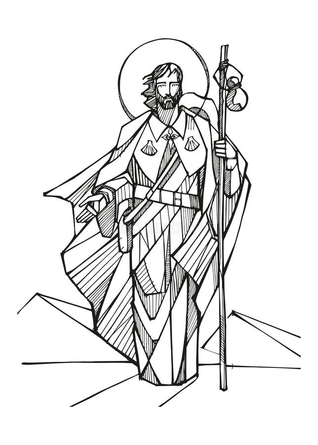 Hand Drawn Illustration of Saint James Stock Photo - Illustration of ...
