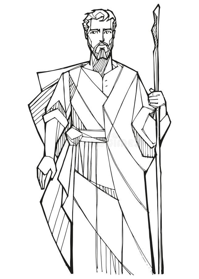 Saint Joseph Digital Minimal Illustration Stock Vector - Illustration ...