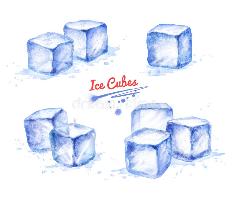 Hand Drawn Illustration Set of Ice Cubes Stock Illustration ...