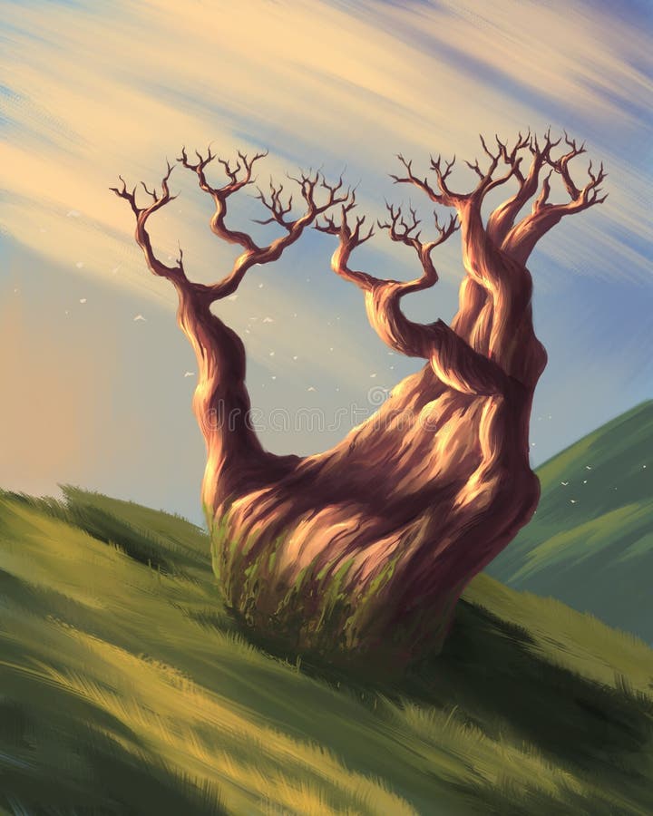 Hand Drawn Illustration of a Hand Shaped Tree Stock Illustration ...