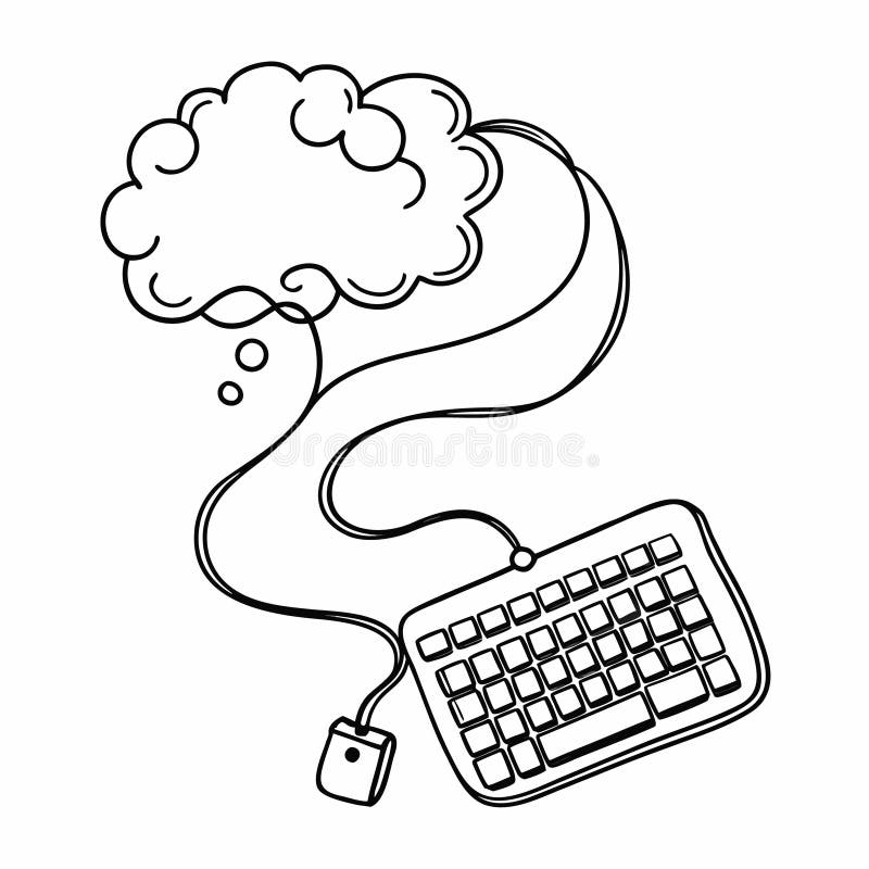 Art of a Keyboard and Mouse Connected To a Cloud Stock Illustration ...