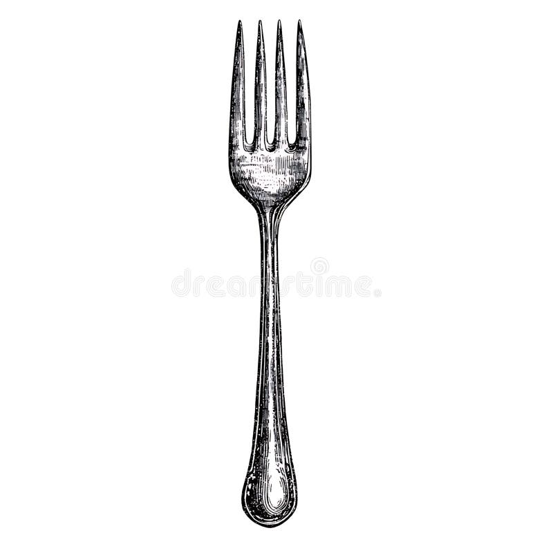 Hand-drawn Illustration of a Silver Fork. (1 Stock Illustration ...