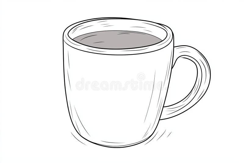 A Hand-drawn Illustration of a Simple Coffee Mug with a Handle Stock ...