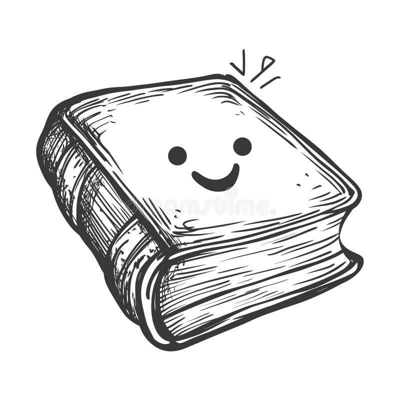 Charming Hand-Drawn Book with a Smiley Face, Perfect for Education and ...