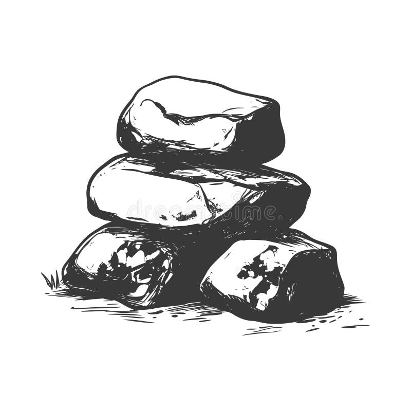 Balanced Stack of Grey Stones, Nature Sketch Stock Vector ...