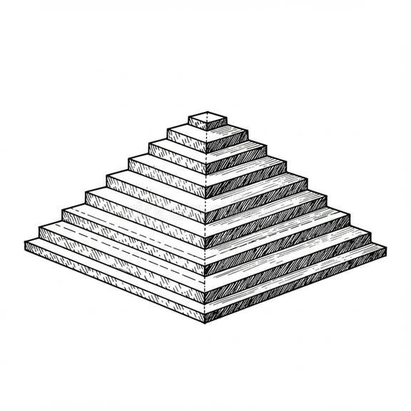 A Hand-drawn Illustration of a Stepped Pyramid with Multiple Layers ...