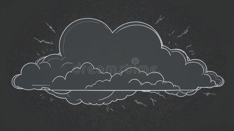 Hand-drawn Illustration of a Stormy Cloud with Lightning on Dark ...