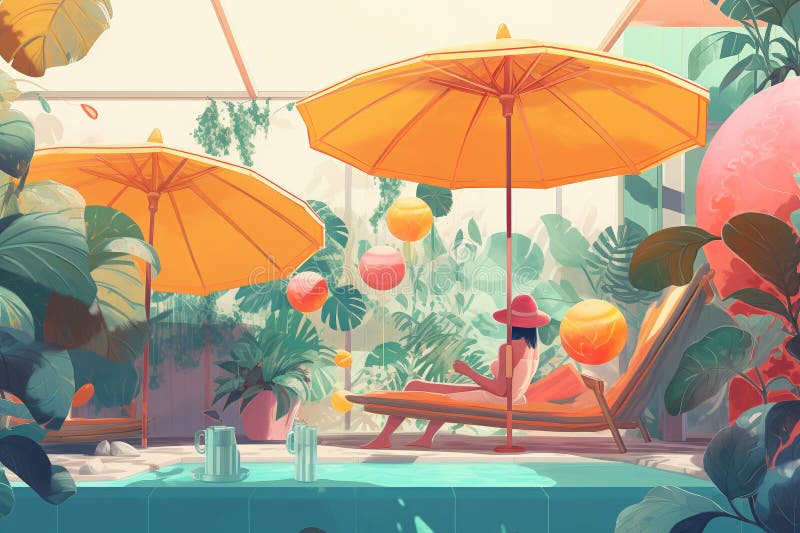 Hand Drawn Illustration of a Summer Theme Concept. Generative AI Stock ...