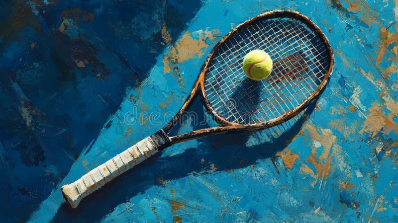 Hand-drawn Illustration of Tennis Racket and Ball. Stock Image - Image ...