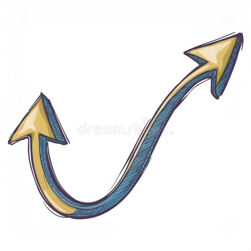 Hand Drawn Illustration of Two Arrows Following a Curved Path ...