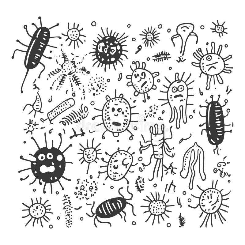Cute Hand-Drawn Microorganism Collection: a Whimsical Illustration ...