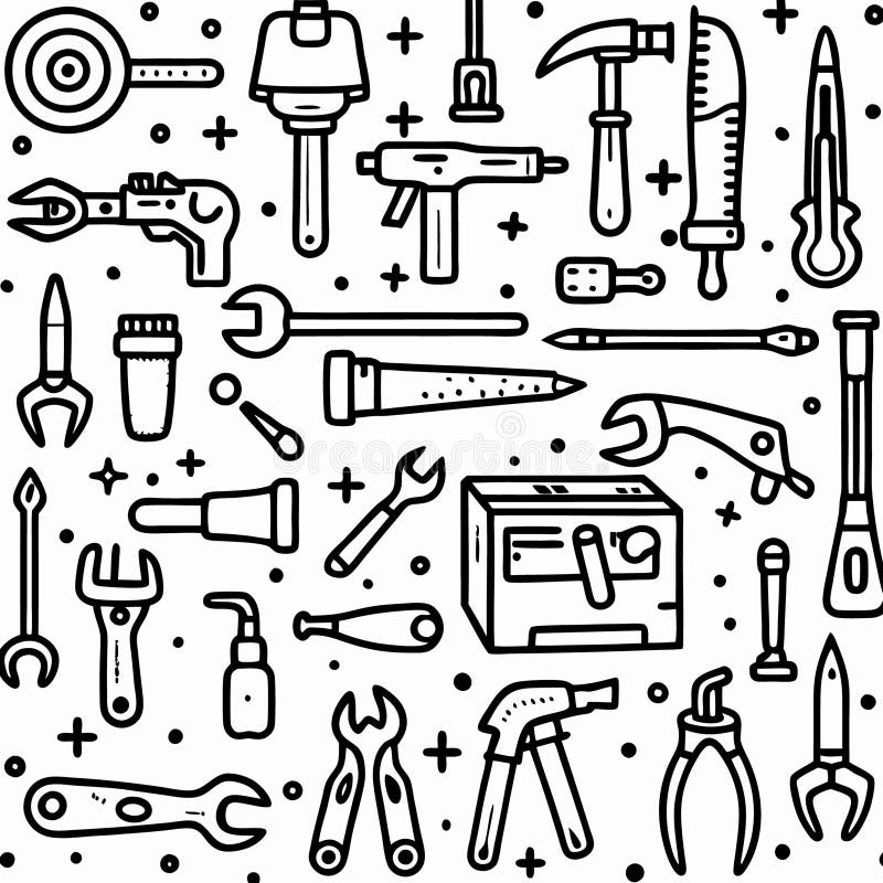 Hand-drawn Illustration of Various Tools. (1 Stock Vector ...