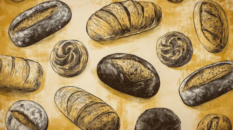 A Hand-Drawn Illustration of Various Types of Bread Stock Illustration ...