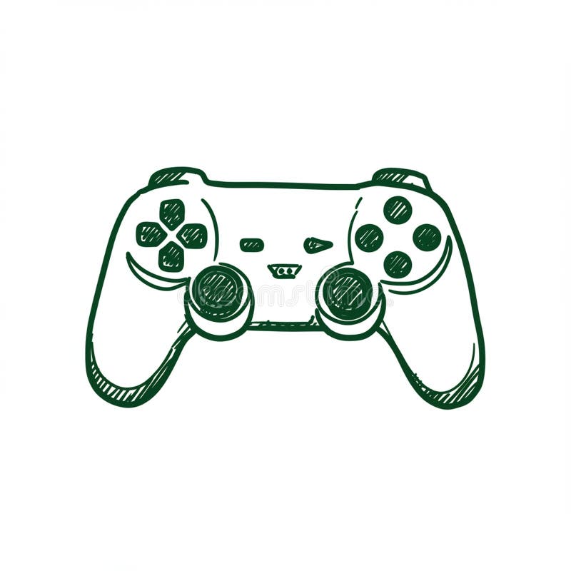 A Hand-drawn Illustration of a Video Game Controller, Featuring ...