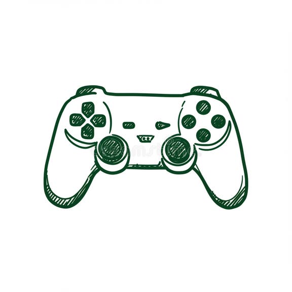 A Hand-drawn Illustration of a Video Game Controller, Featuring ...