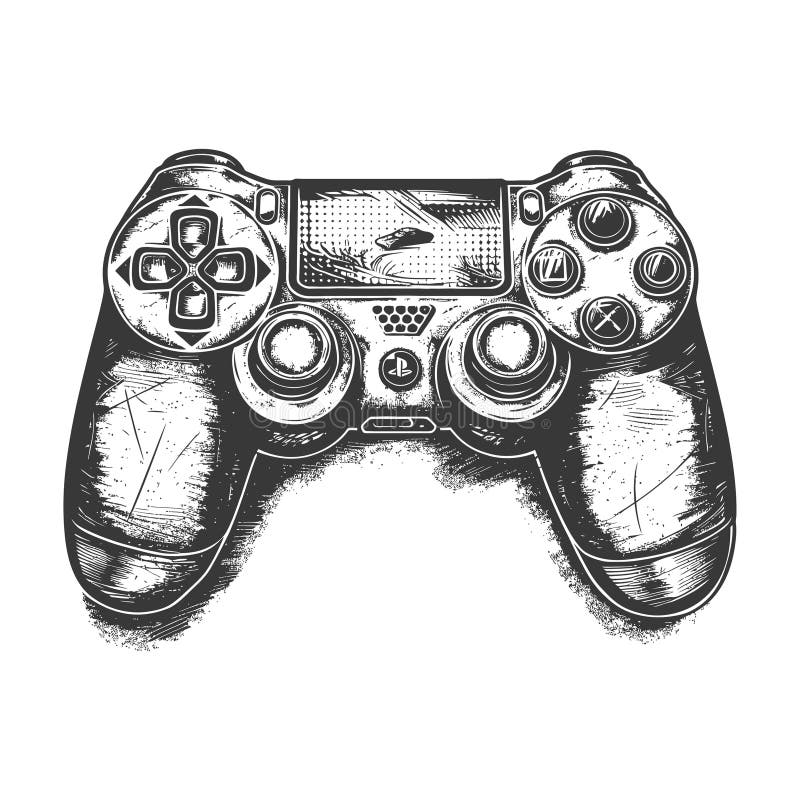 Vintage Hand-Drawn Sketch of a Gamepad Controller for Gaming Stock ...
