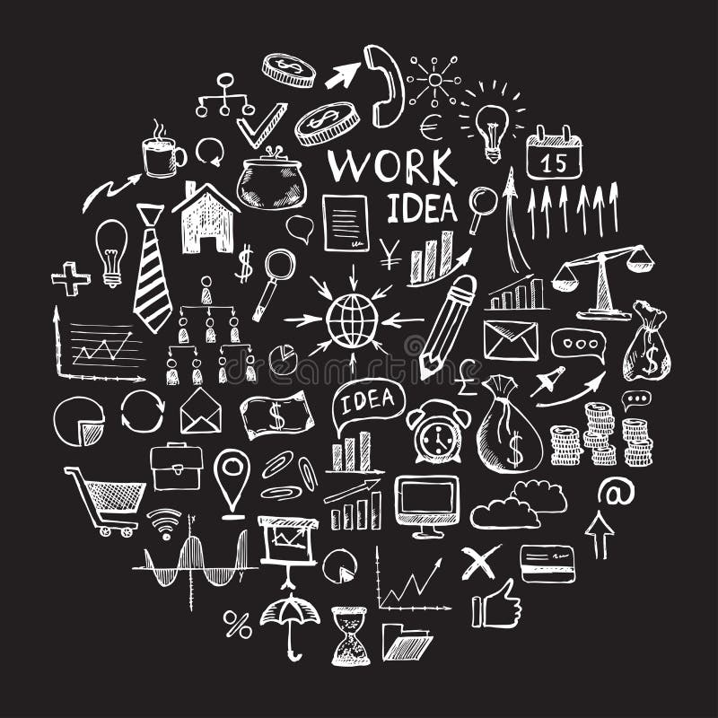 Hand Drawn Illustrations Business Symbols. Stock Vector - Illustration ...
