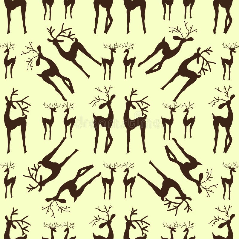 Hand-drawn Illustrations. Greeting Card with Deer. Seamless Pattern ...