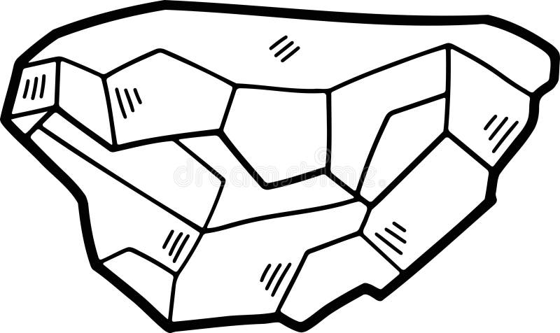 Hand Drawn Illustrations of Rocks and Minerals in Line Art Style Stock ...