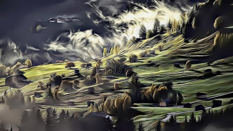 Hill in the Fog - Art Collection Stock Illustration - Illustration of ...