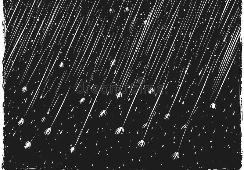 Hand-drawn Abstract Rain Texture on a Dark Background Featuring ...