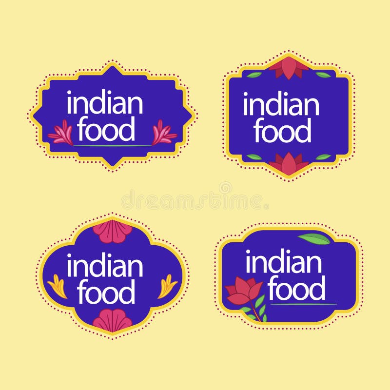 Hand Drawn Indian Restaurant Labels Template Vector Illustration. Stock ...
