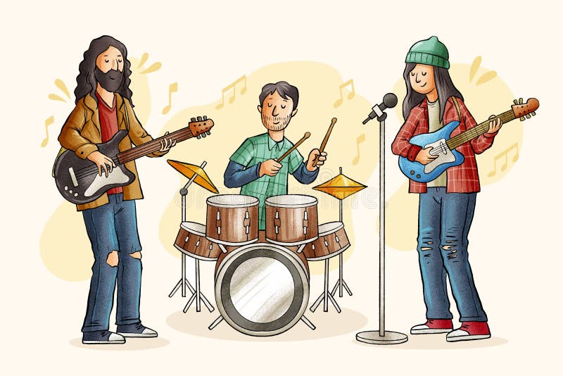 Hand Drawn Indie Music Illustration Vector Illustration. Stock Vector ...