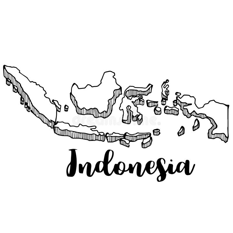 Hand Drawn of Indonesia Map, Illustration Stock Illustration ...