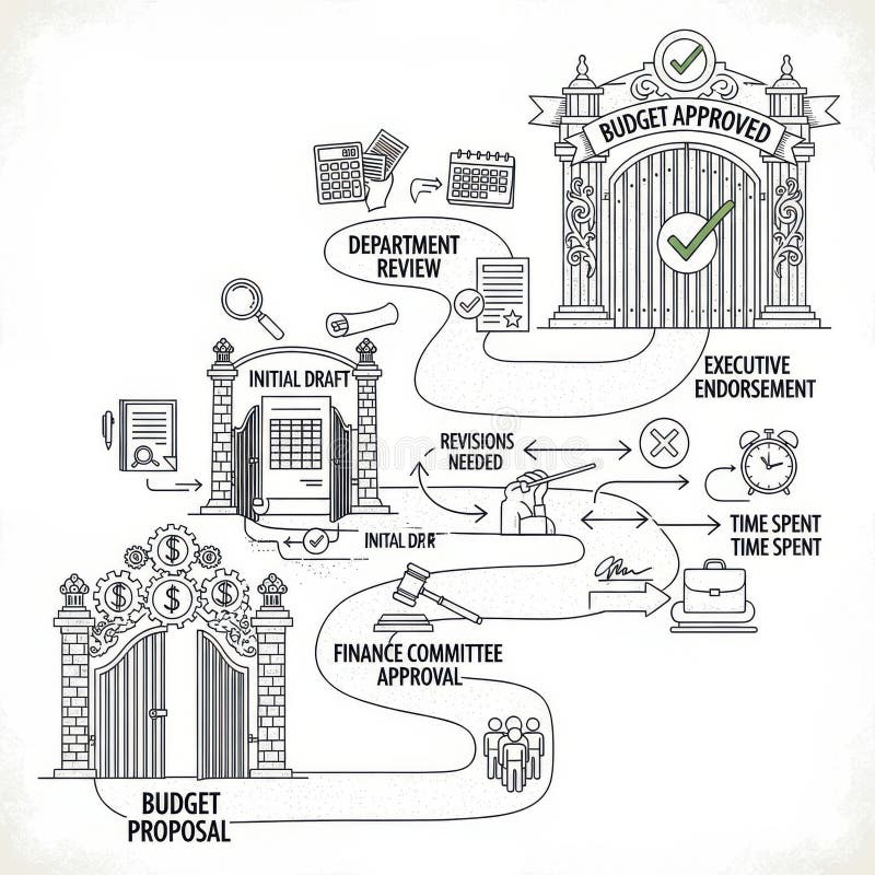 A Hand-Drawn Infographic Illustrating the Corporate Budget Approval ...
