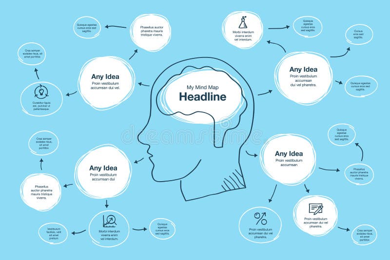 Hand Drawn Infographic for Mind Map Visualization Template with Light ... Hand Drawn Infographic for Mind Map Visualization Template with Light ...