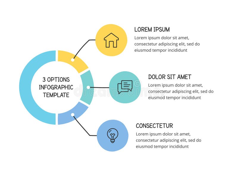 Hand Drawn Infographic Template with 3 Options Stock Illustration ...