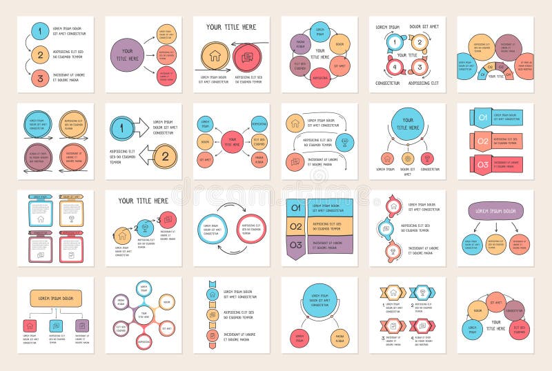 Hand Drawn Infographics Bundle Stock Illustration - Illustration of ...