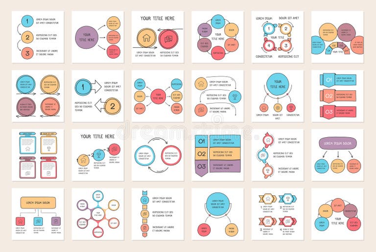 Hand Drawn Infographics Bundle Stock Illustration - Illustration of ...