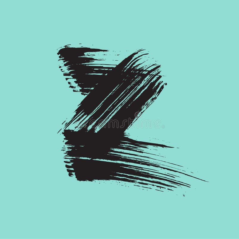 Hand Drawn Ink Black Brush Stroke the Letter Z. ABC Stock Illustration ...