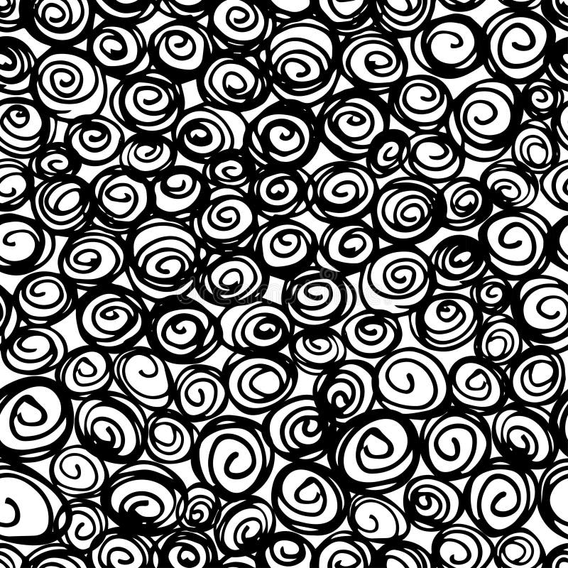 Hand Drawn Ink Doodle Simple Pattern. Round Elements. Monochrome Colors ...
