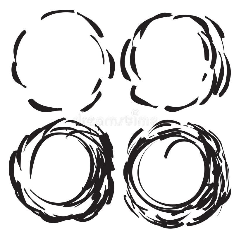 Hand Drawn Ink Line Circles, Scribble Circle, Circular Doodle Sketch ...