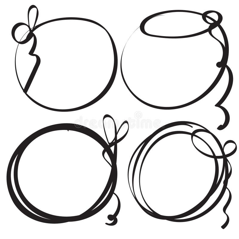 Hand Drawn Ink Line Circles, Scribble Circle, Circular Doodle Sketch ...